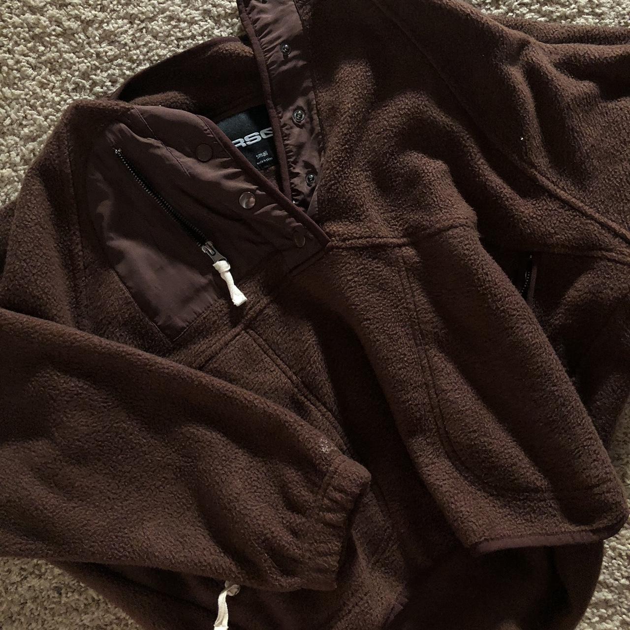 Brown fuzzy cropped jacket! Super cute for the fall... - Depop