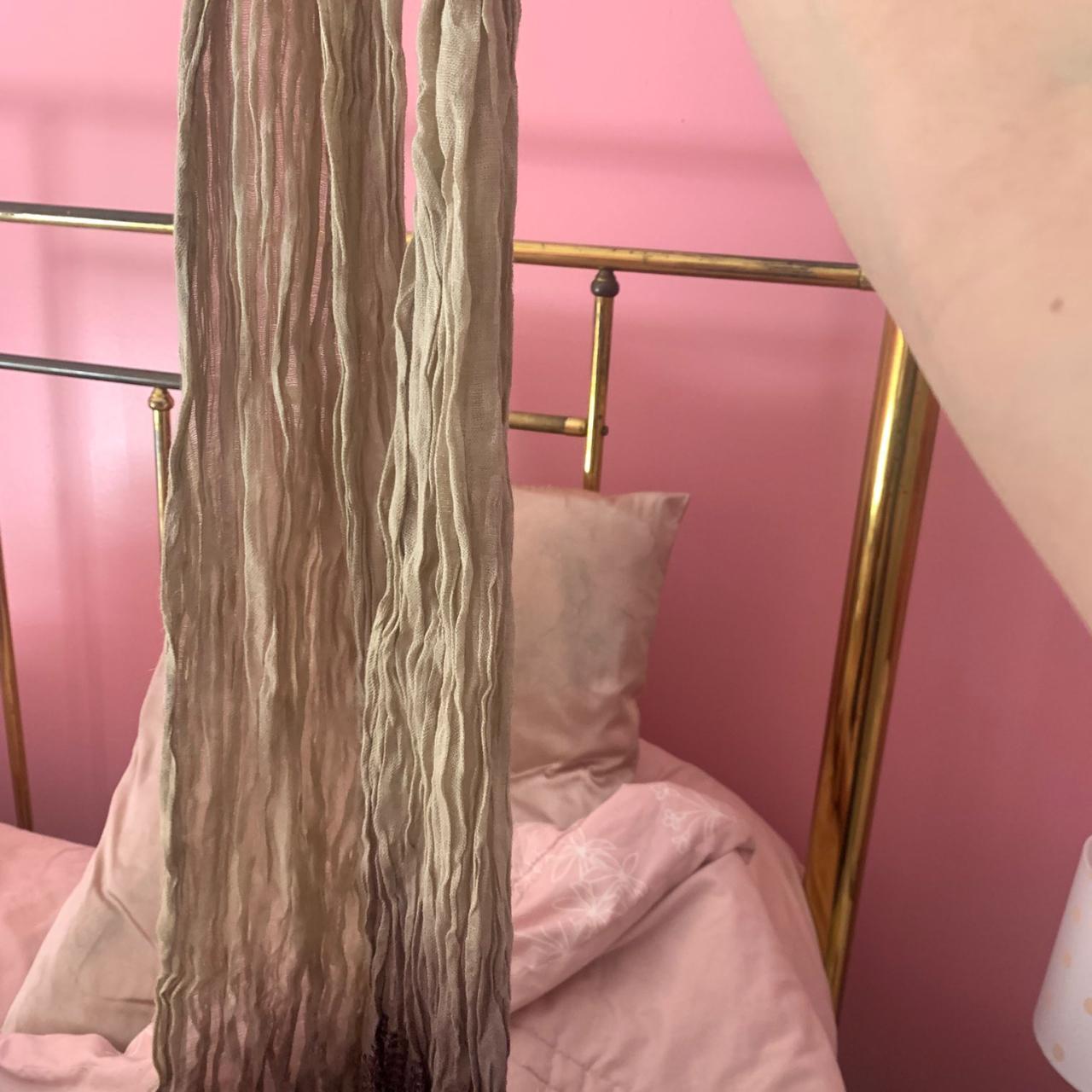 y2k brown flowy scarf with tassel ends... | Depop