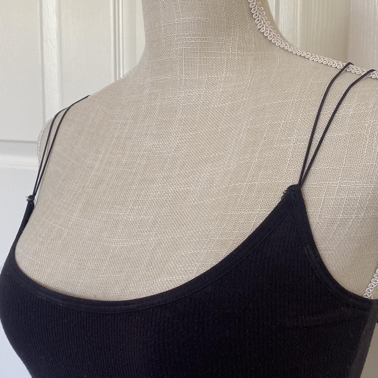 women’s sz : S black skinny strap cropped tight... - Depop