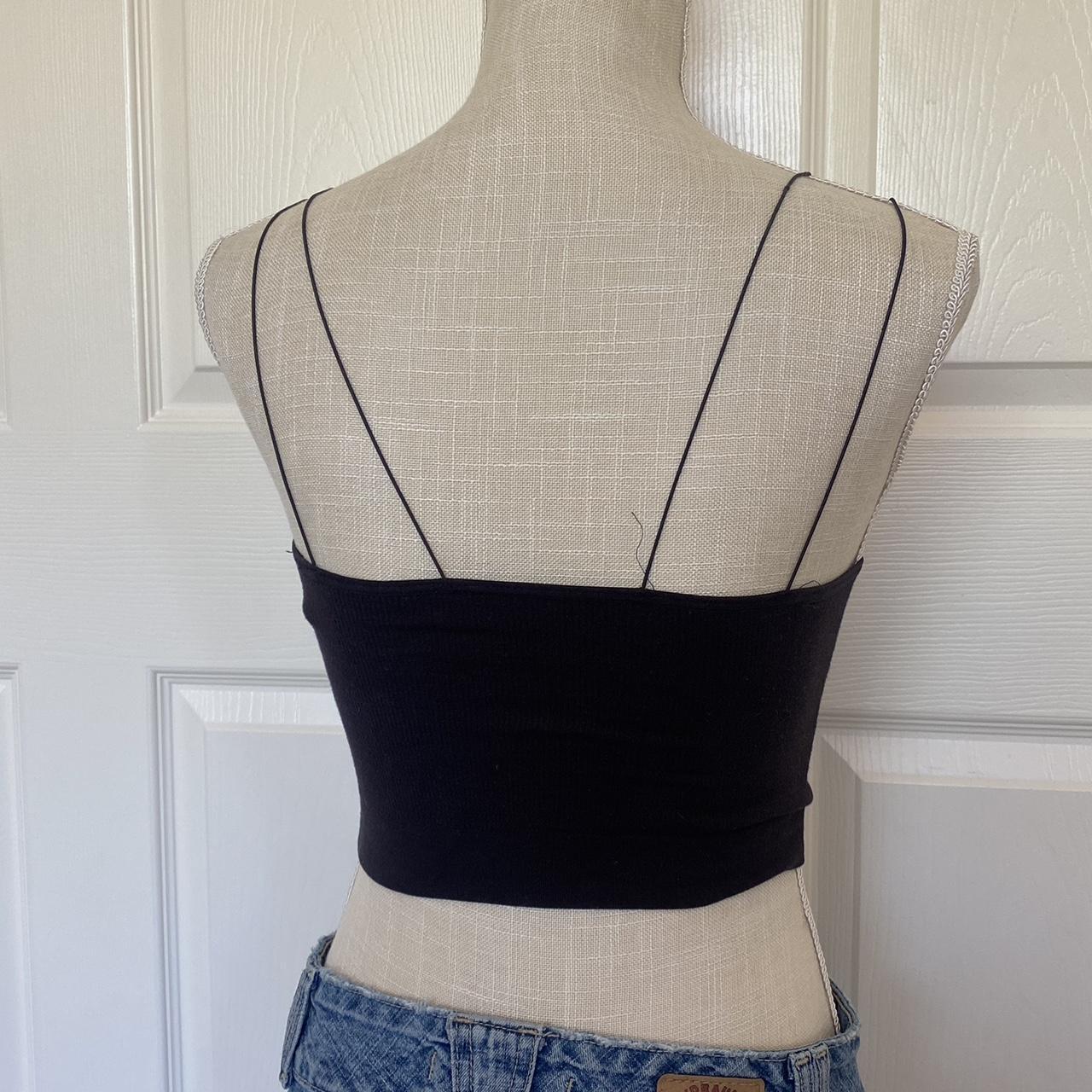 women’s sz : S black skinny strap cropped tight... - Depop