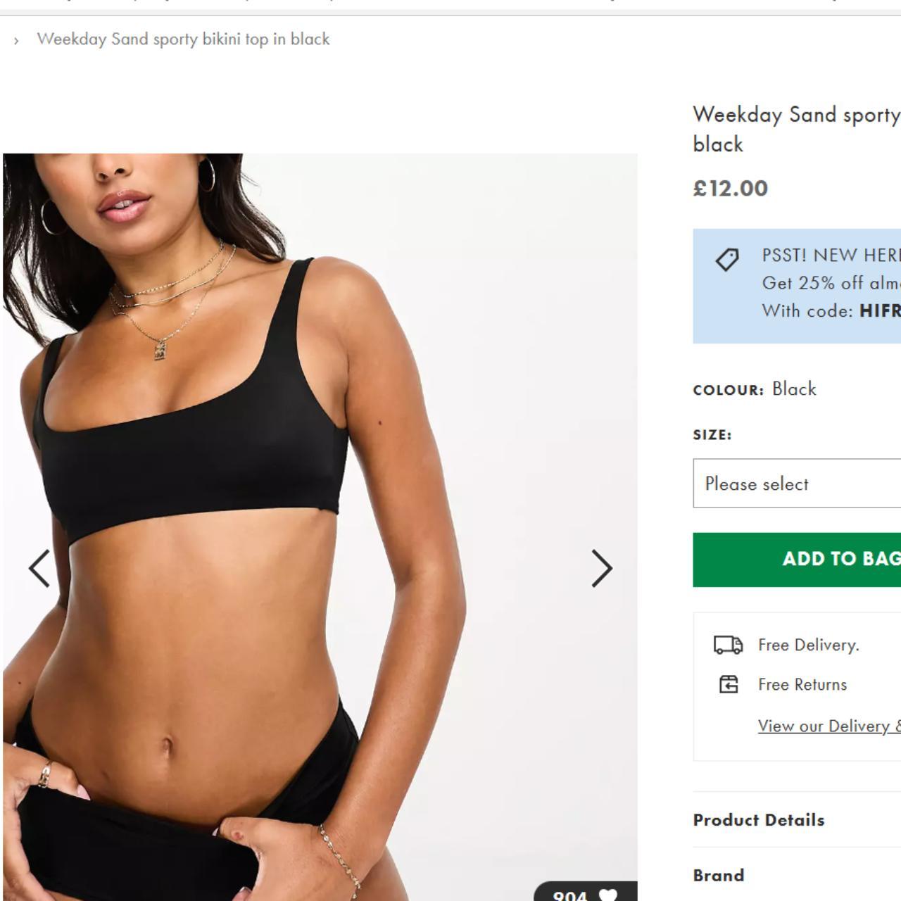 weekday black bikini top size small brand new with... - Depop