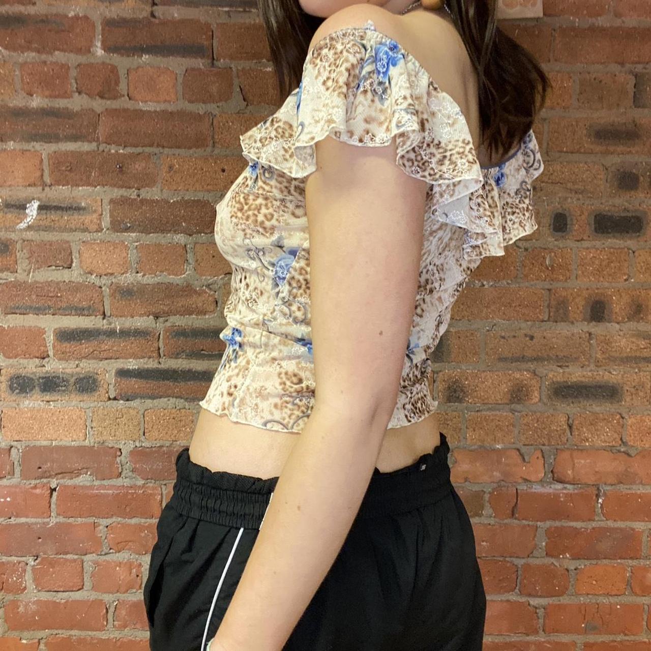 2000s old label new look top mesh top can be worn... - Depop