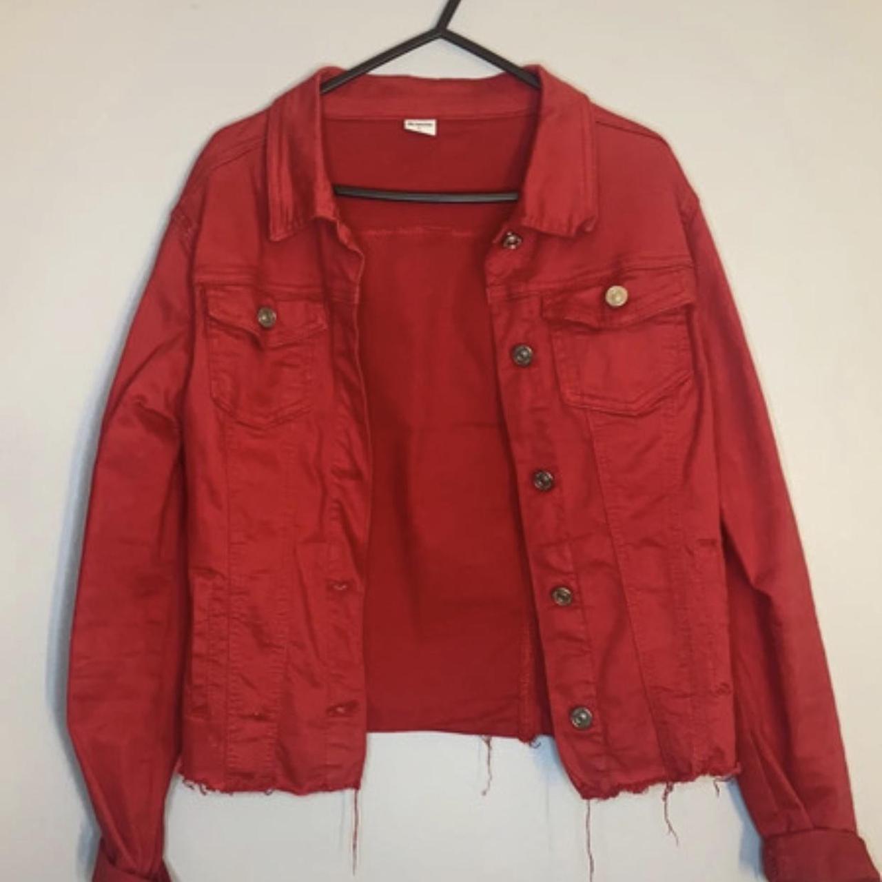 red denim jacket great condition originally bought... - Depop