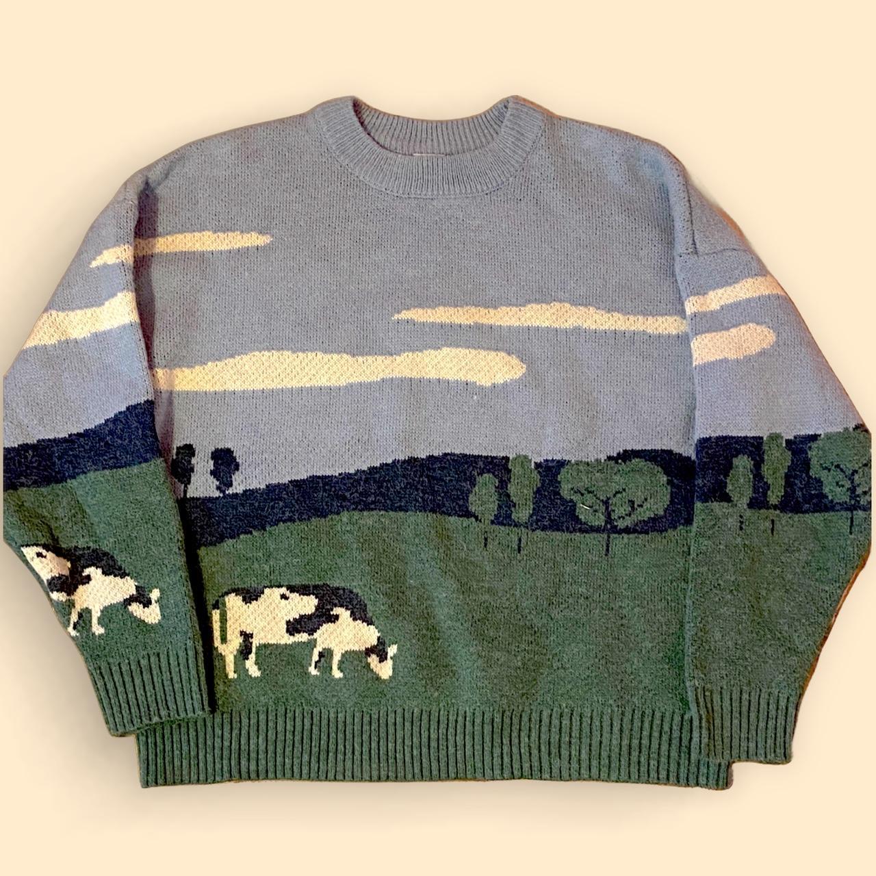 aelfric eden cow field sweater, men’s XL, like new!... - Depop