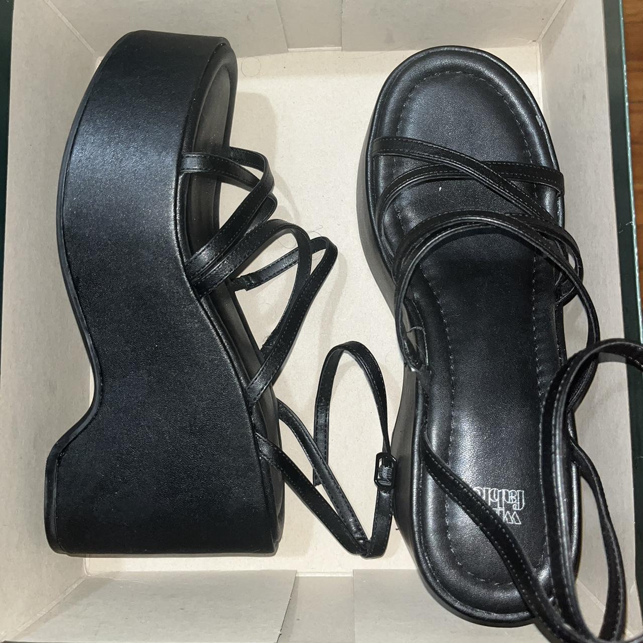 wild fable black platform wedges size 8.5 worned... - Depop