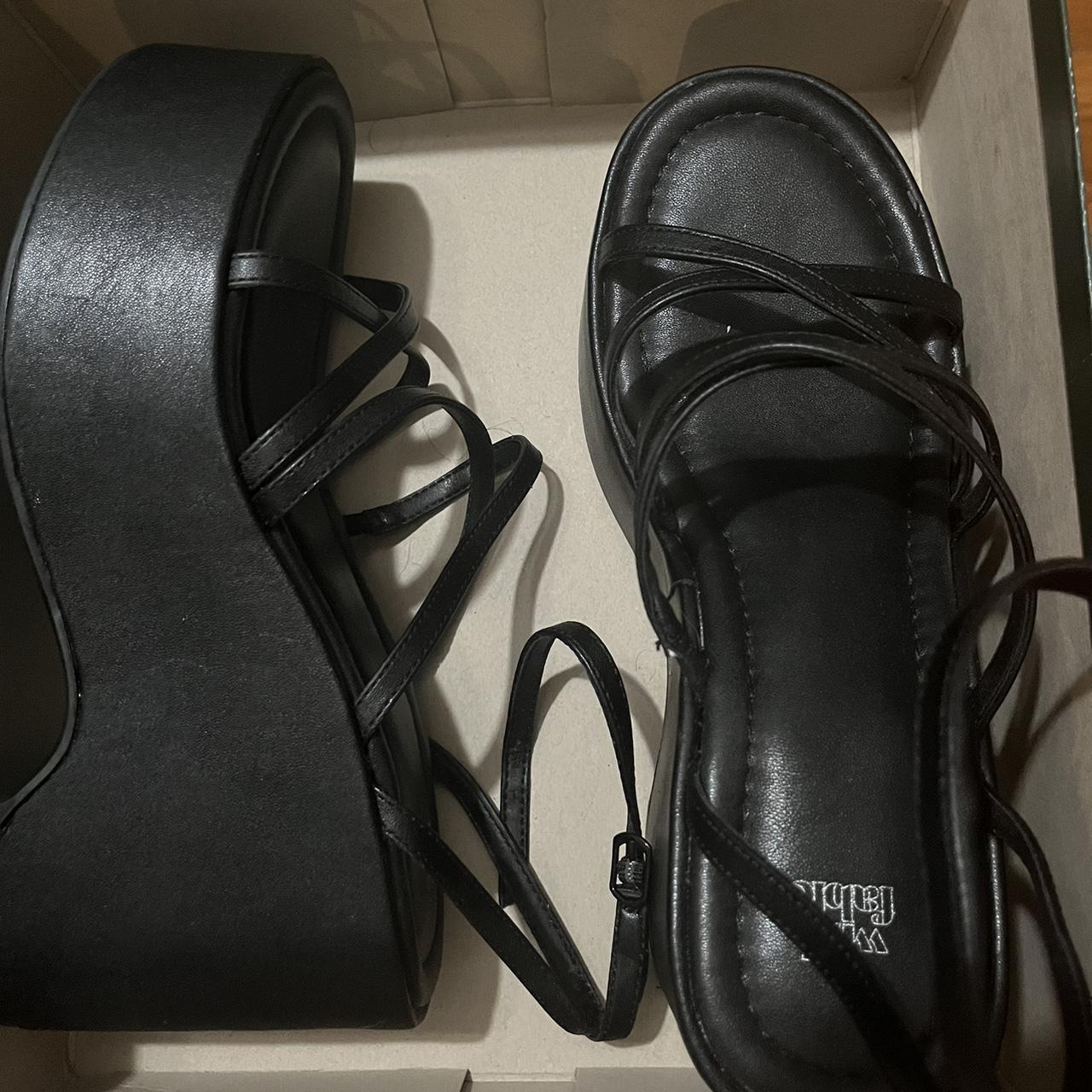 wild fable black platform wedges size 8.5 worned... - Depop