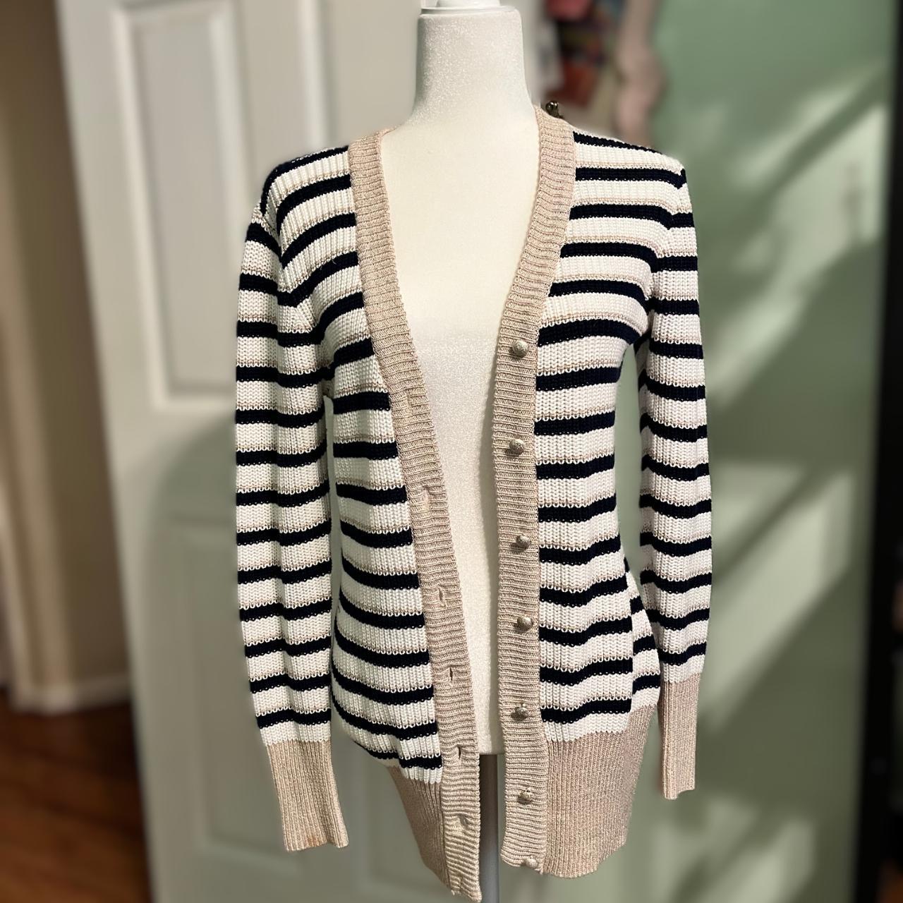 Boston Proper Cardigan, Blue and White Striped, Size XS | Depop