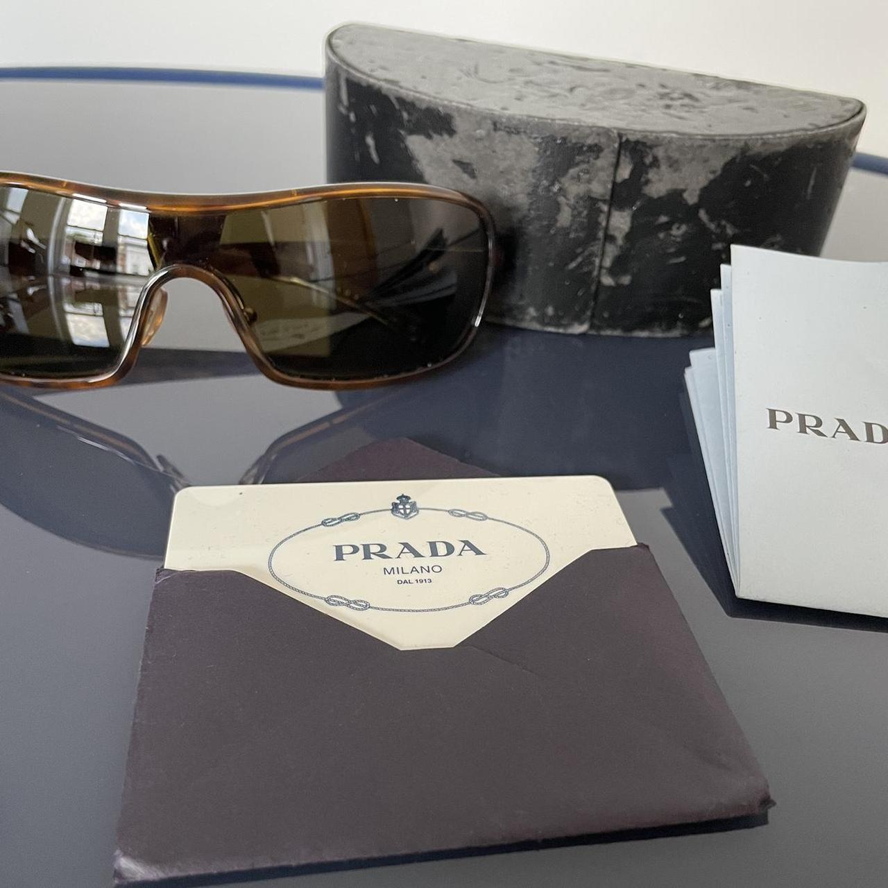 Vintage Prada Wrap Around Sunglasses Brown Tortoise Depop