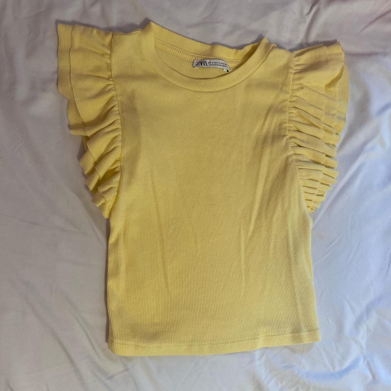 Yellow ruffle top #summer ZARA worn once no flaws - Depop