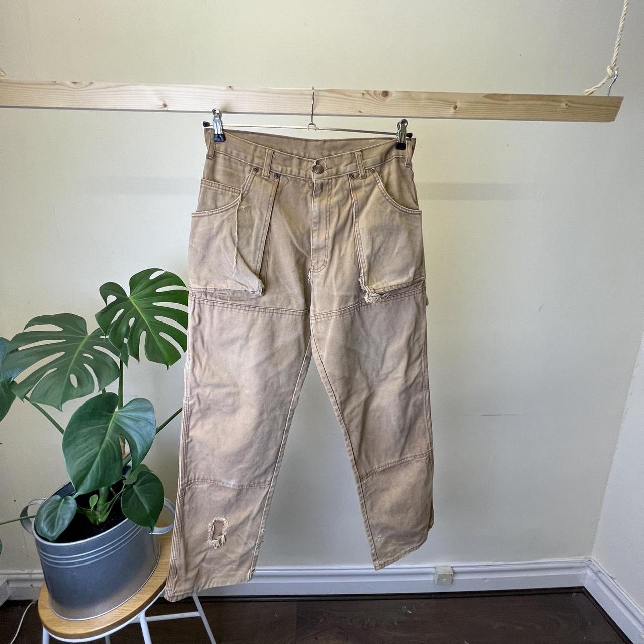 Mens tan Dickies cargo style workwear trousers size... - Depop