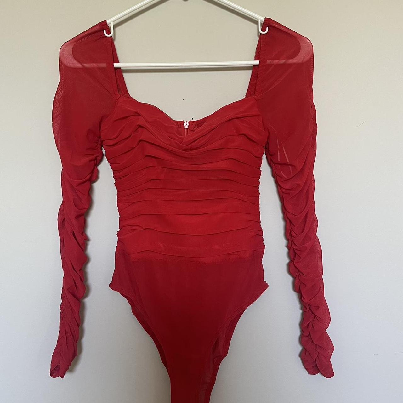 Princess Polly red mesh body suit Size four... - Depop