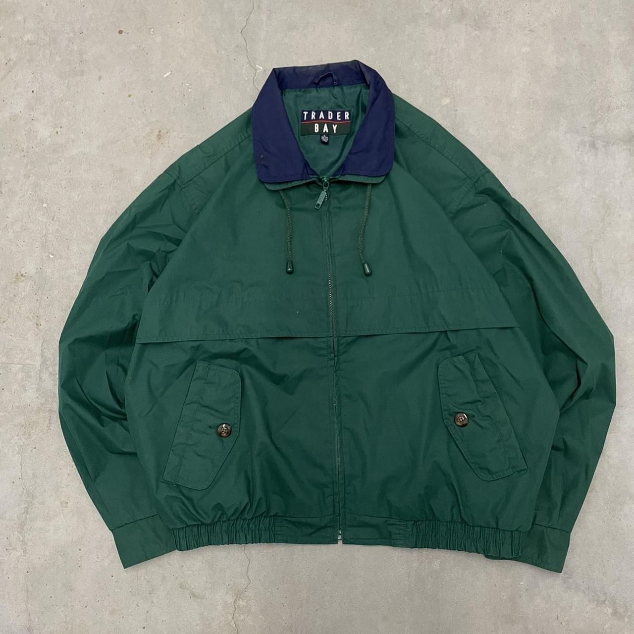 VTG TRADER BAY GREEN ZIP UP COLLARED GOLF RAIN... - Depop