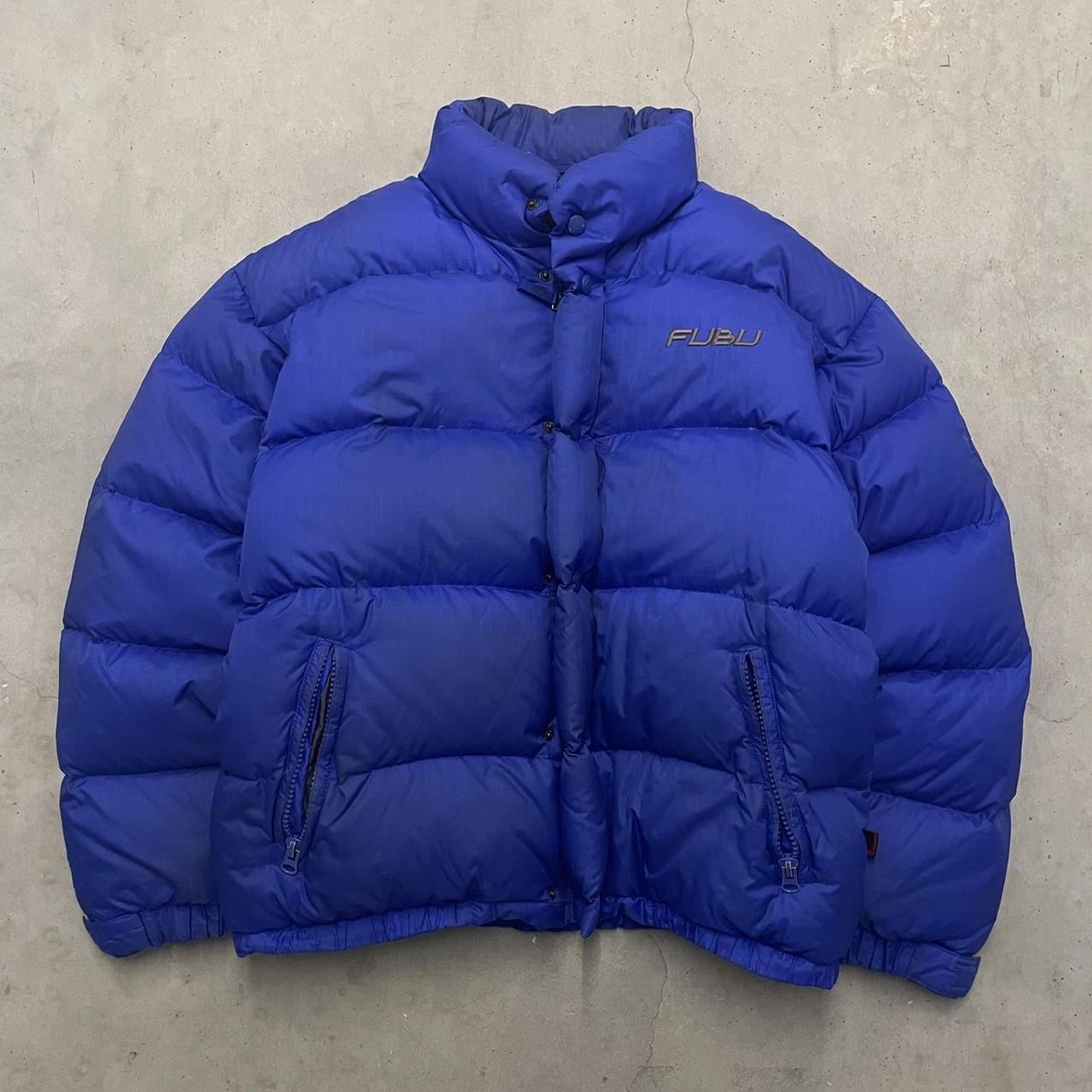 VTG HIP HOP FUBU DOWN BLUE ZIP UP PUFFER WINTER... - Depop