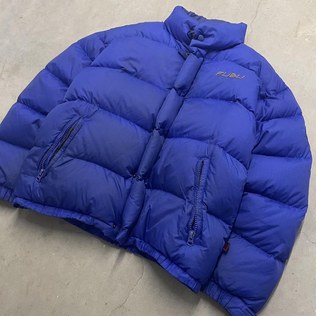 VTG HIP HOP FUBU DOWN BLUE ZIP UP PUFFER WINTER... - Depop