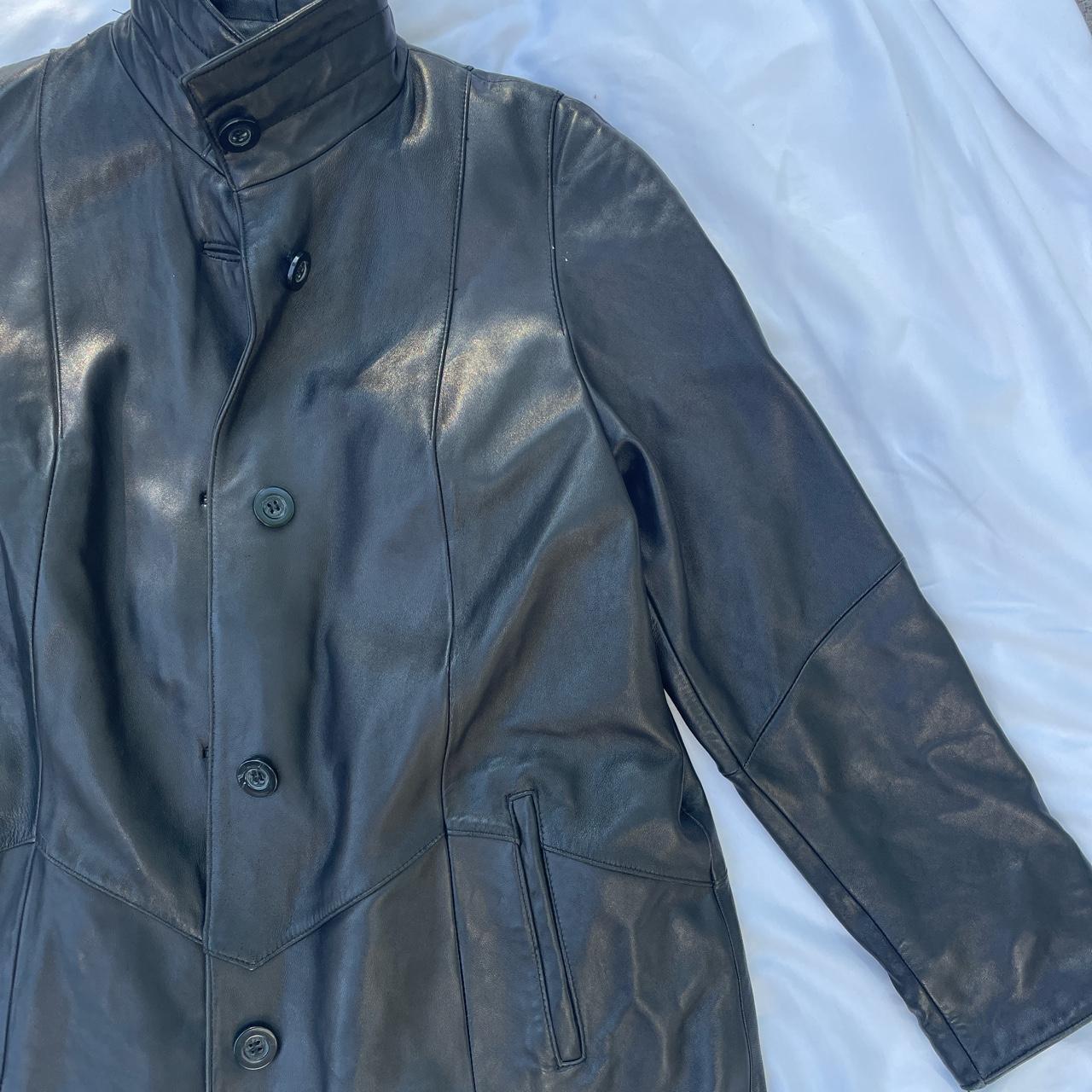 Genuine leather, oversized Jacket Loose buttons,... - Depop