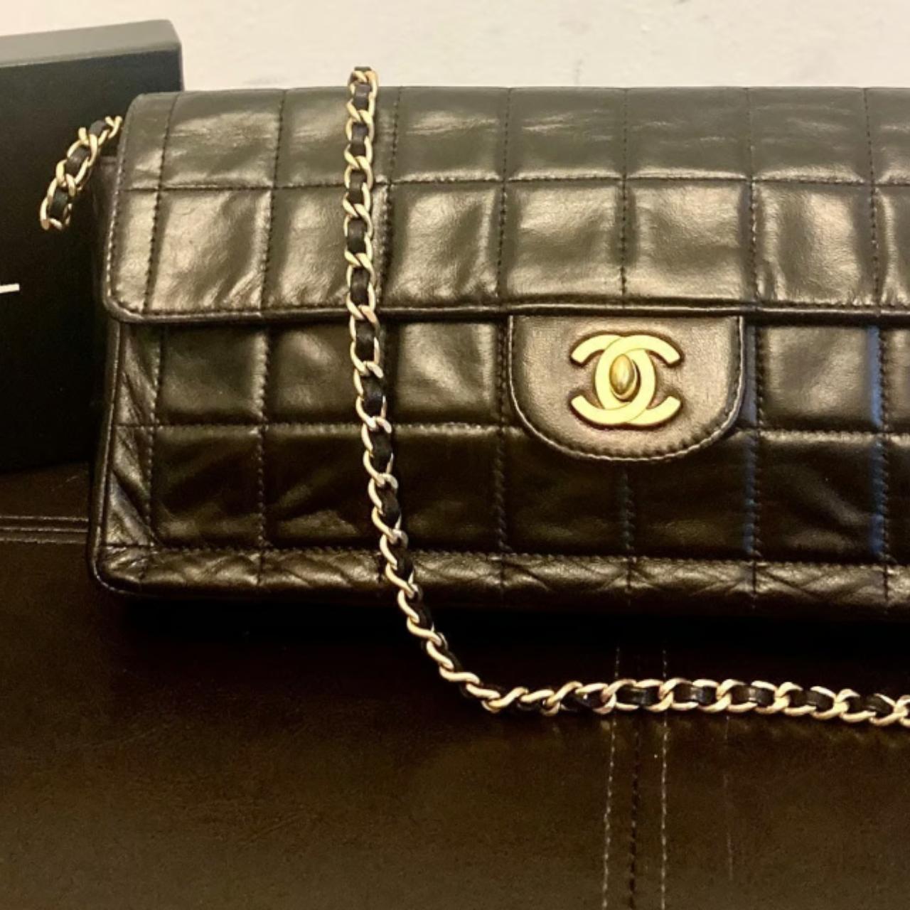 Authentic Chanel chocolate bar shoulder bag CHANEL... - Depop
