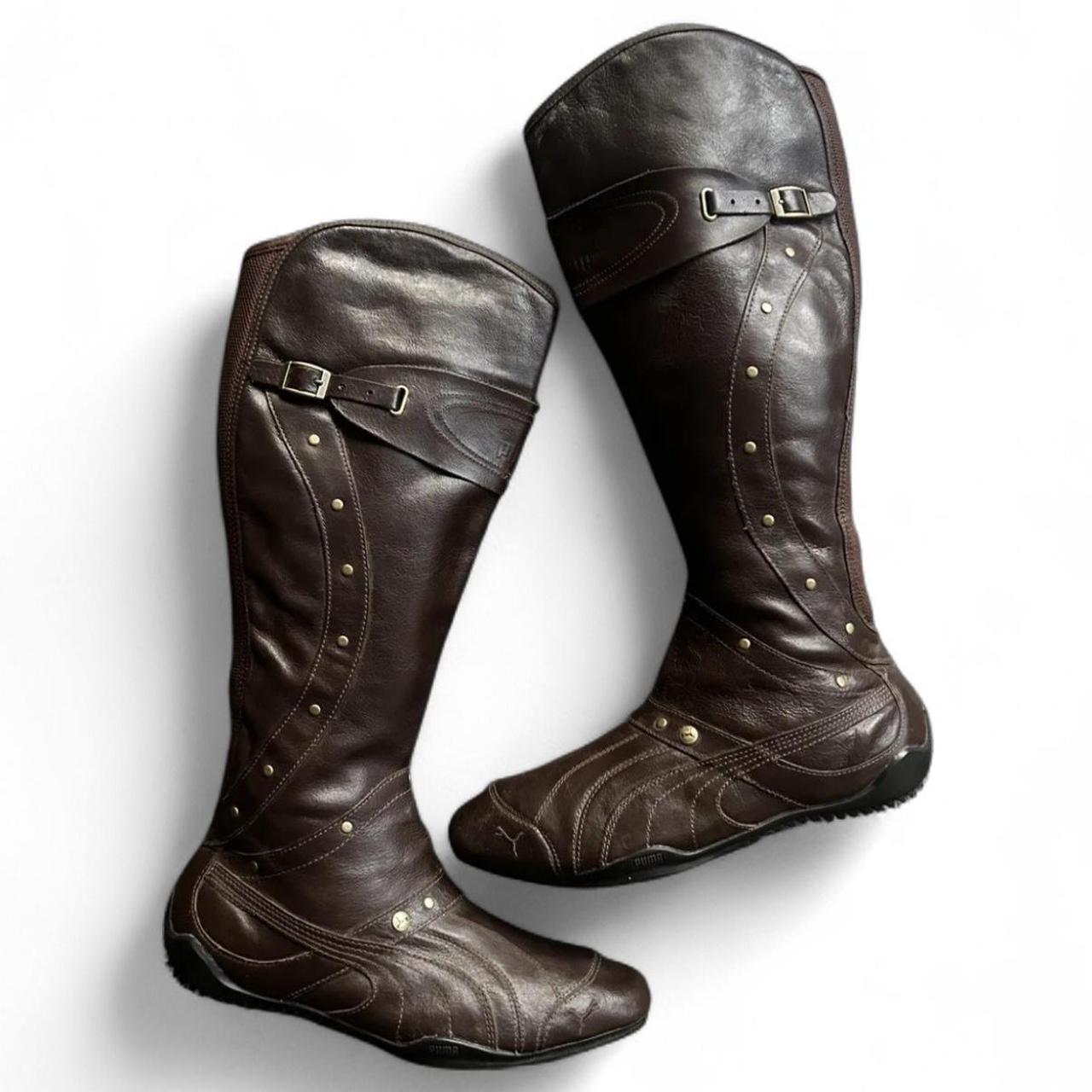 vintage studded Puma boxing/motorcycle boots one... | Depop