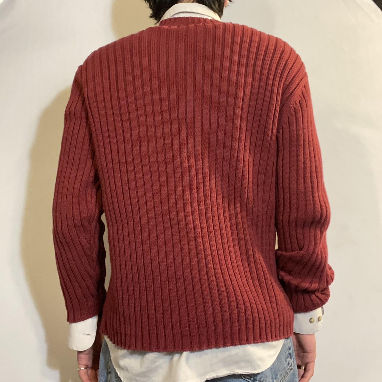 vintage thick 1980’s rib knit burgundy / maroon... - Depop