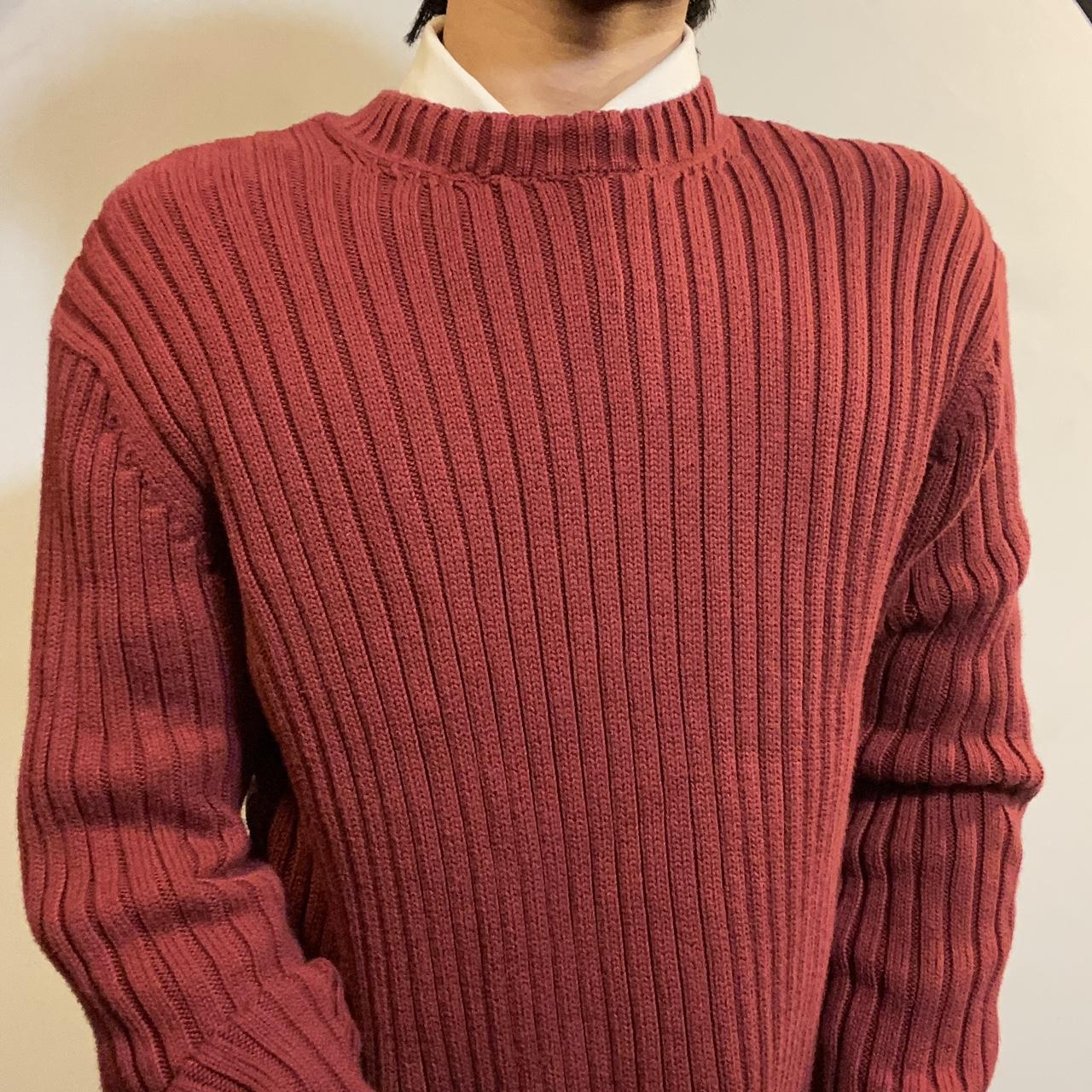 vintage thick 1980’s rib knit burgundy / maroon... - Depop