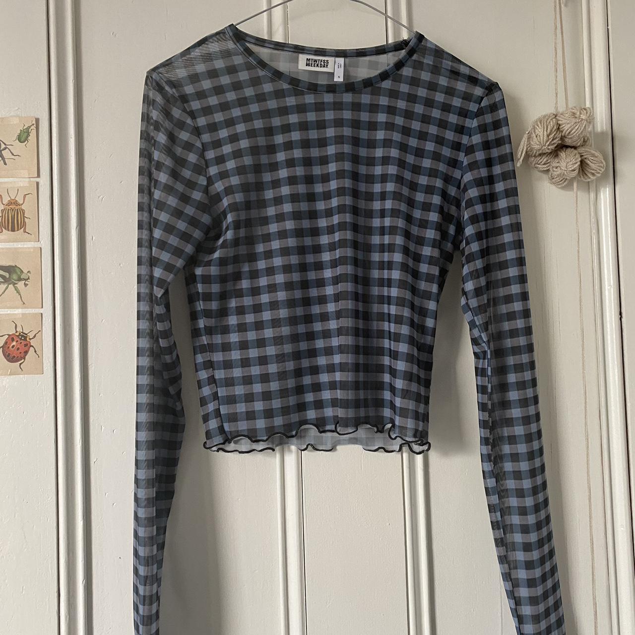 Small cropped mesh patterned long sleeve WEEKDAY top - Depop