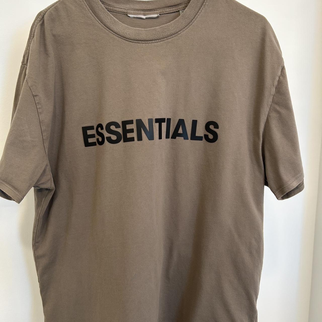 Essentials Men's Brown and Khaki T-shirt | Depop