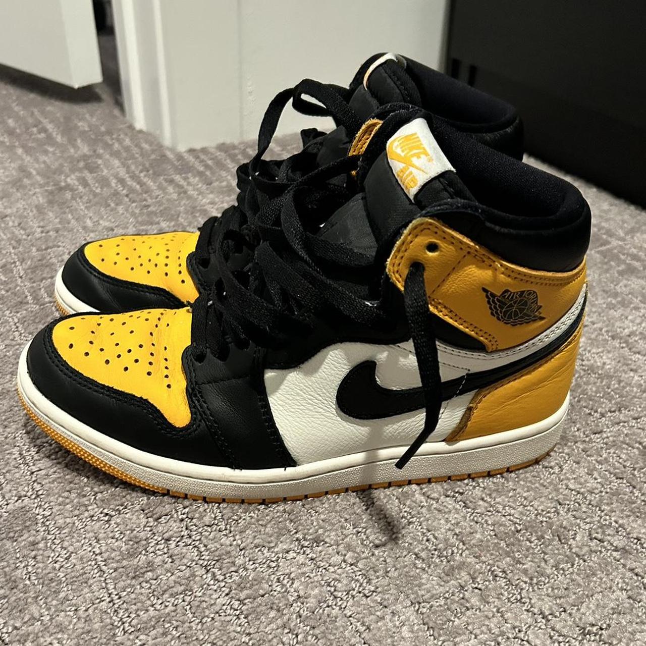 Air jordan 1 high yellow toe color way condition is... - Depop