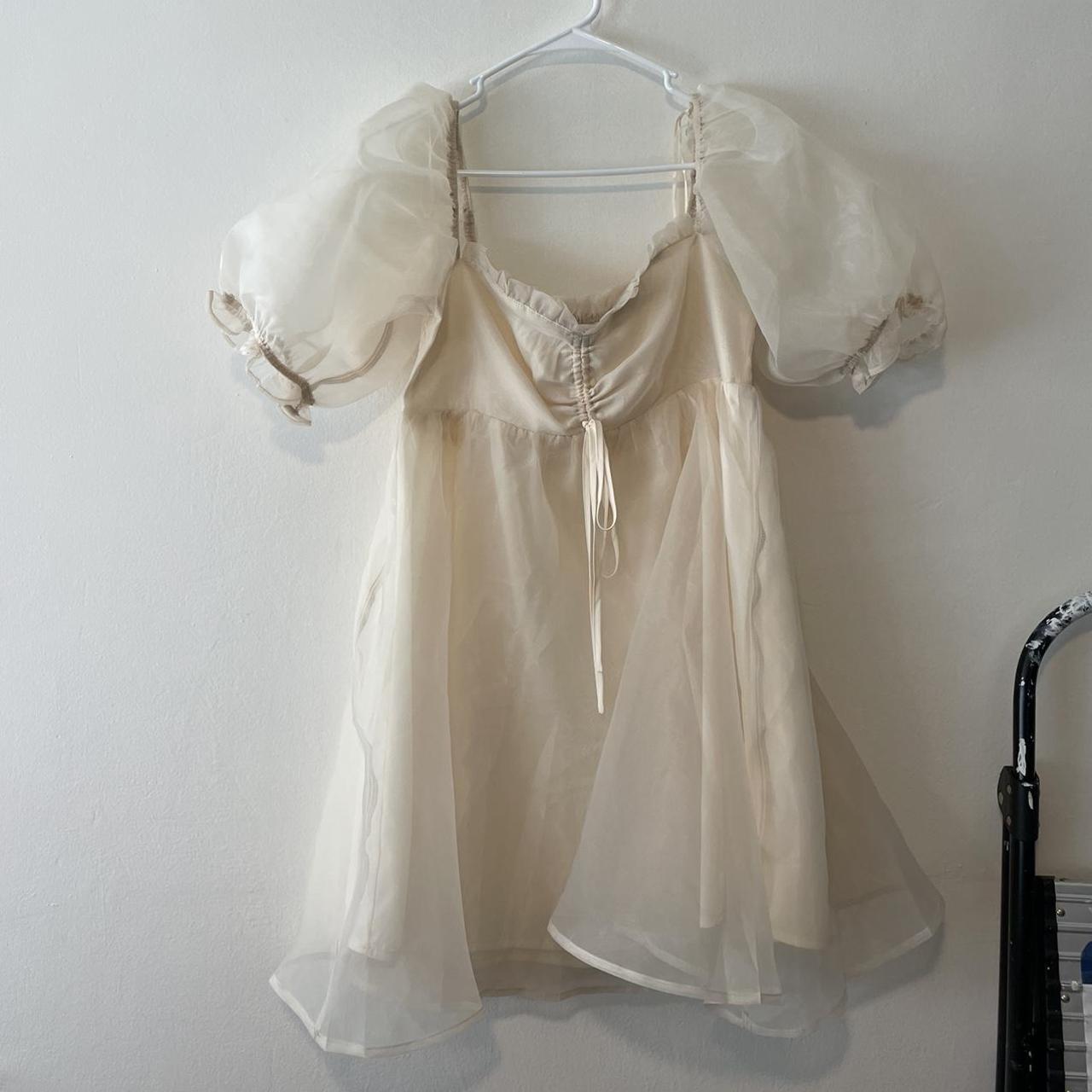 Fairycore/ Ethereal Cottage Core Cream Chiffon... - Depop