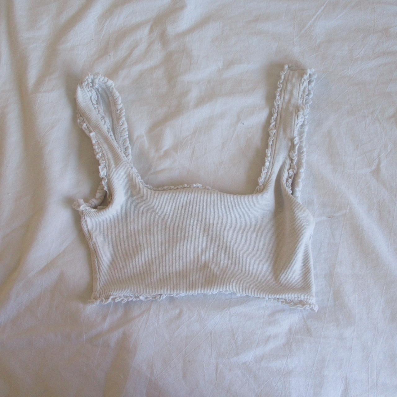 Zara white ruffle mini crop top - Depop