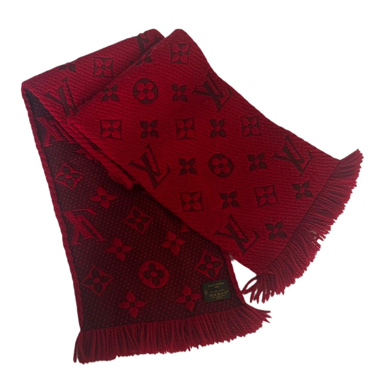 Louis Vuitton LV Monogram Red Wool & Silk Unisex... | Depop