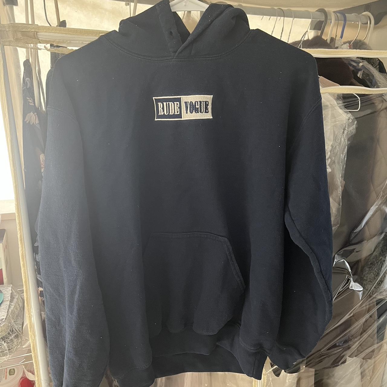 rude vogue men’s hoodie size Small (price is... - Depop