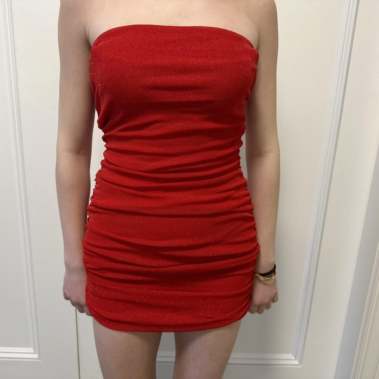 Red ruched mini dress #princesspolly #minidress #red... - Depop