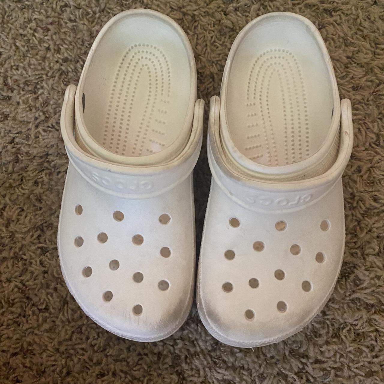White crocs!! Have a little bit of dirt on the toes... - Depop