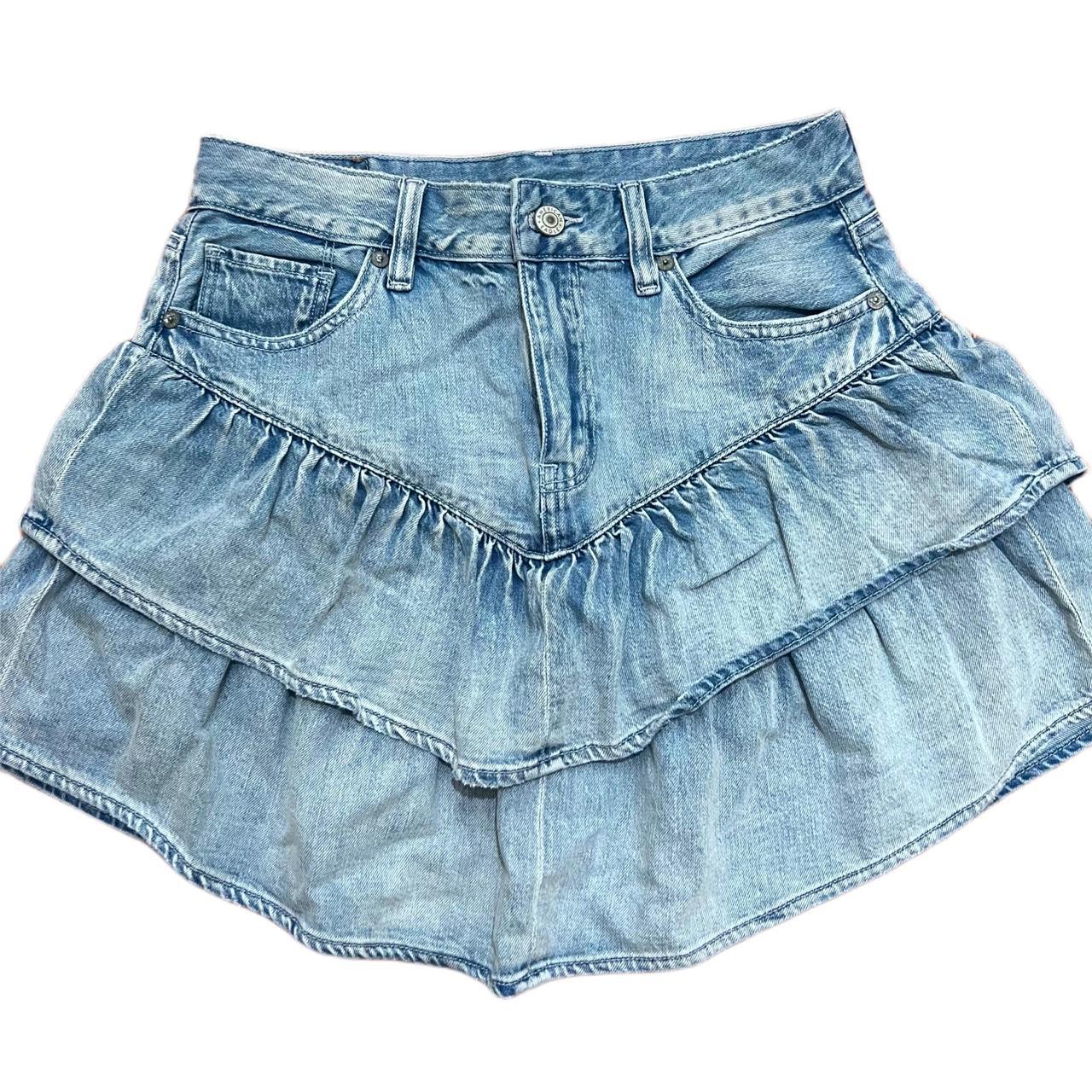 American Eagle Ruffle Jean Skirt size 4 - Depop