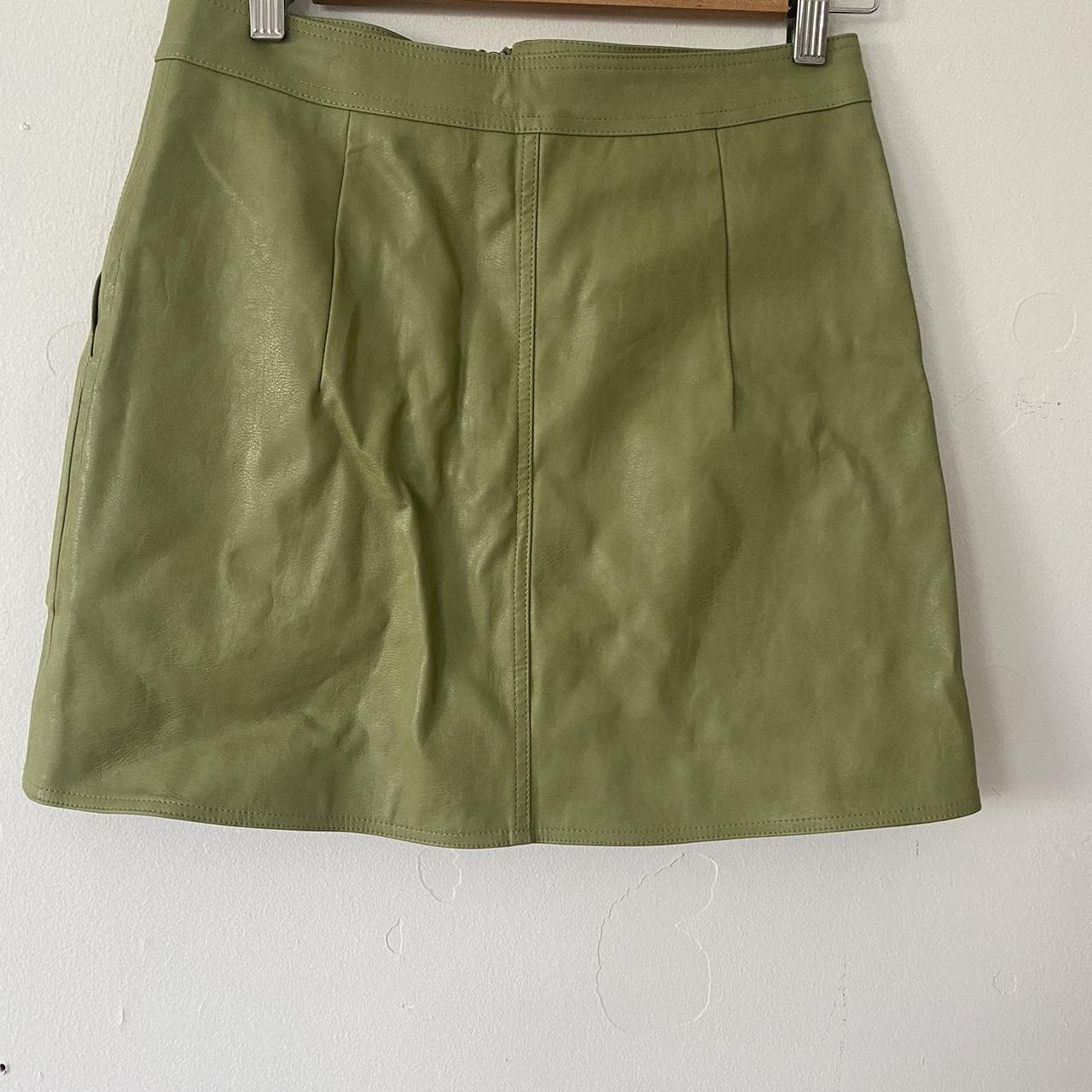 Vintage green pleather skirt! Super flattering high... - Depop