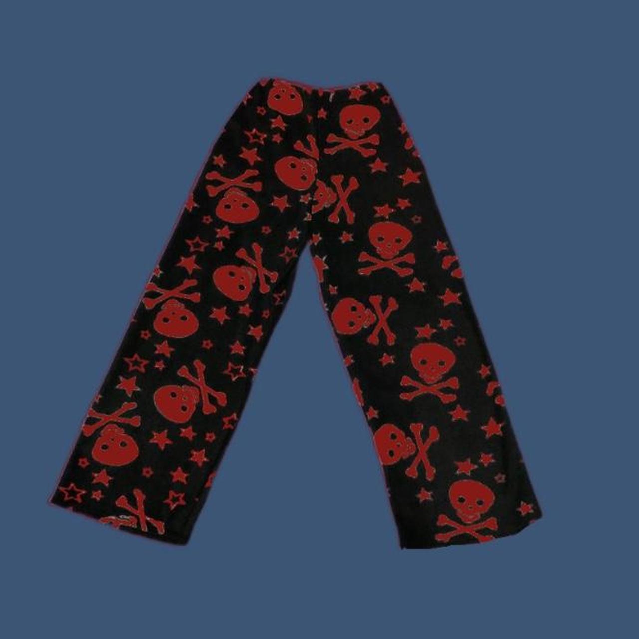 emo grunge goth halloween red skull handmade pajama... - Depop