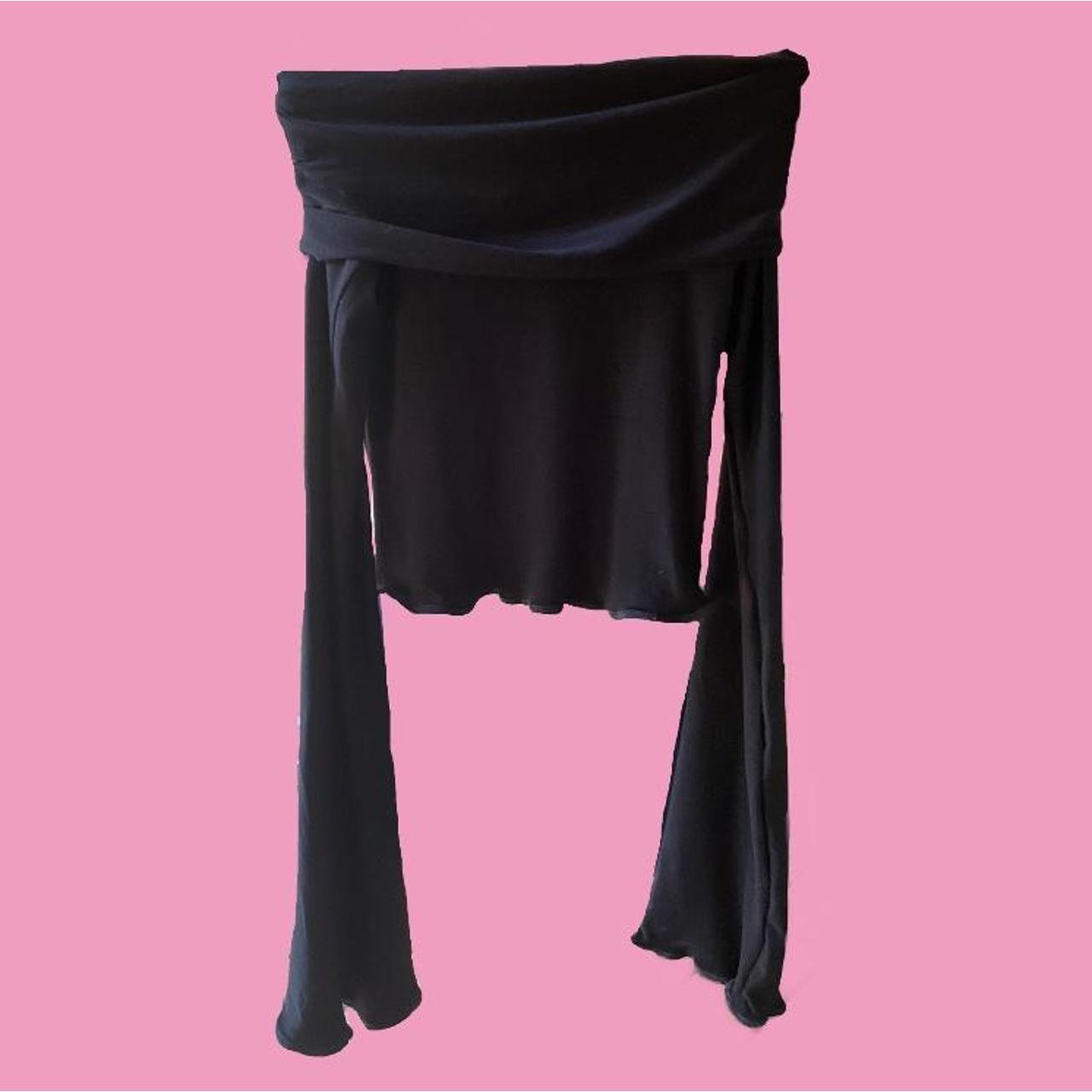 handmade by me! black fold off the shoulder bell... - Depop