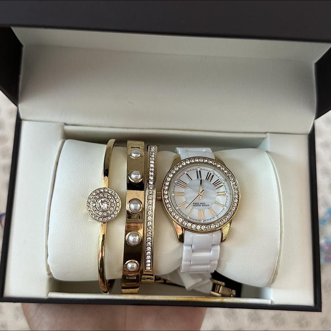 anne klein watch and bracelets brand new comes with... - Depop