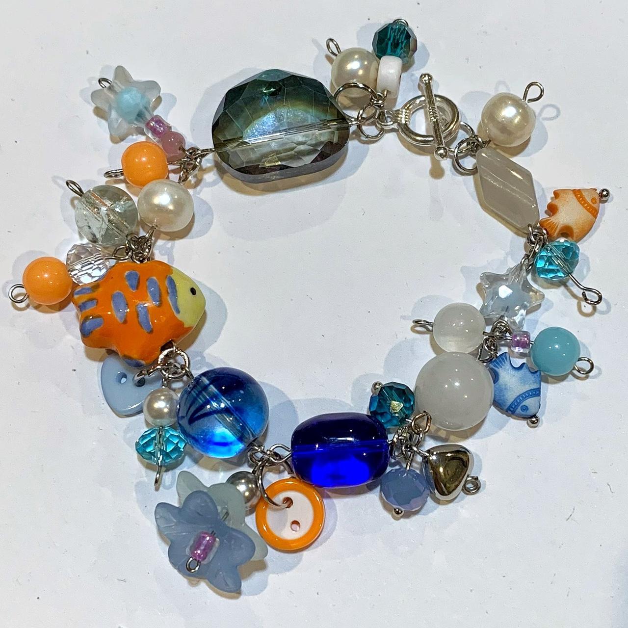 mini aquarium cluttercore beaded bracelet ☆ blue,... - Depop