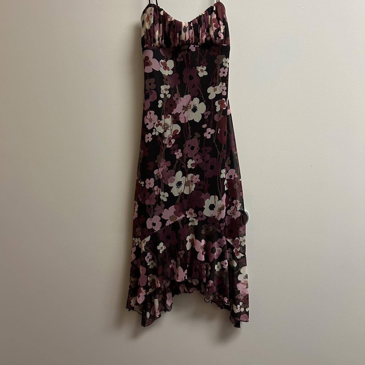 city triangles brown and pink floral midi dress with... | Depop