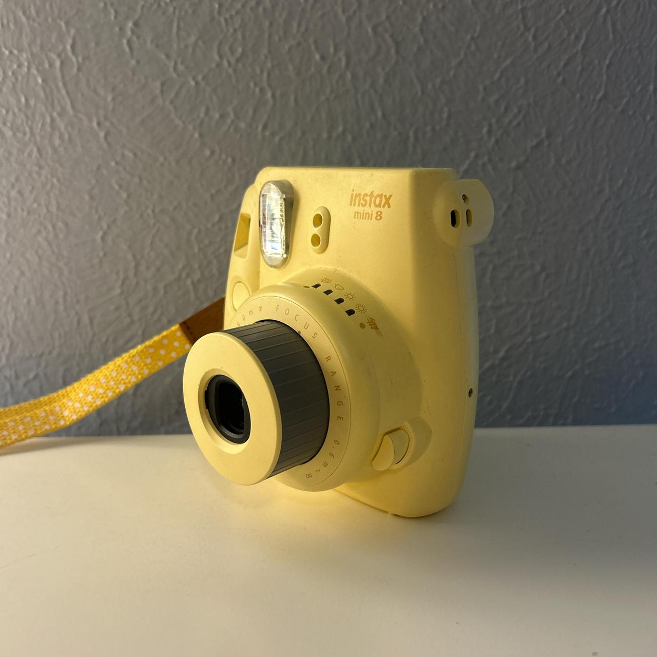 instax mini 8 polaroid camera, pale yellow. comes... - Depop