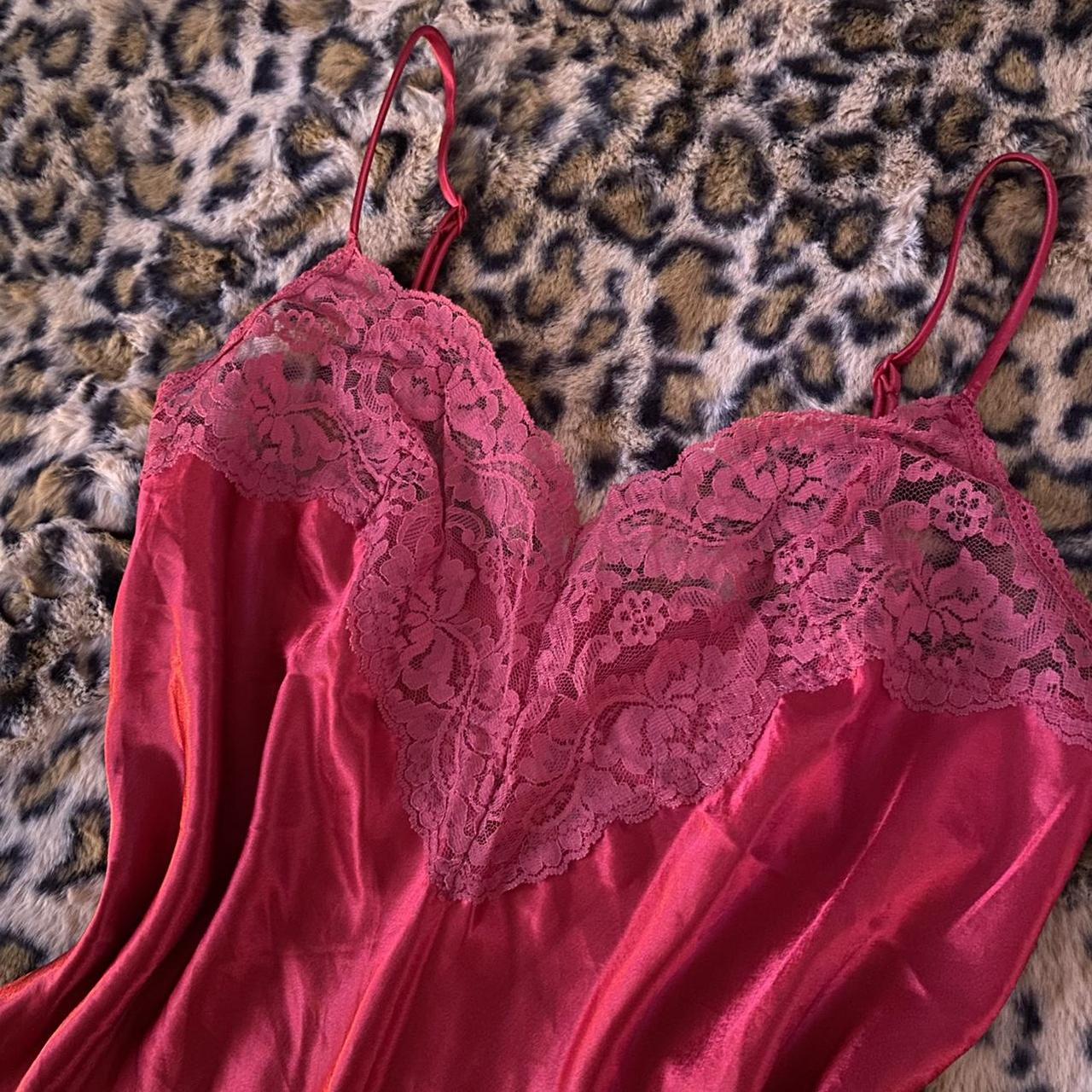 ruby red lace silk cami slip top... - Depop