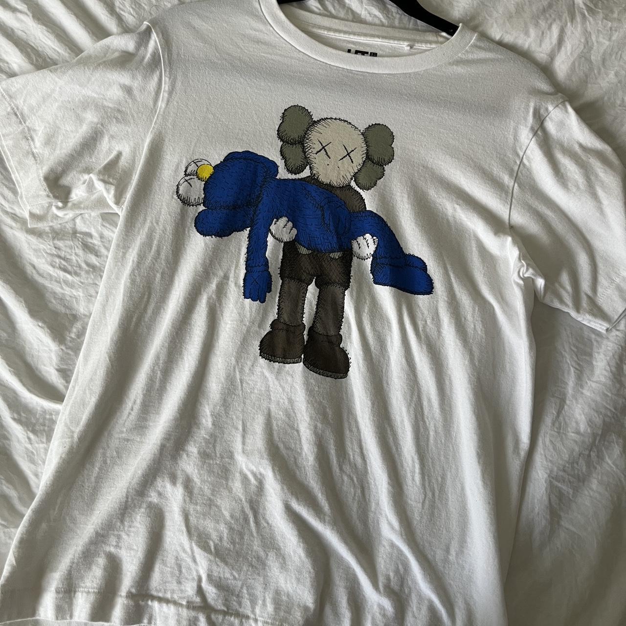 Kaws Men's White and Blue T-shirt | Depop