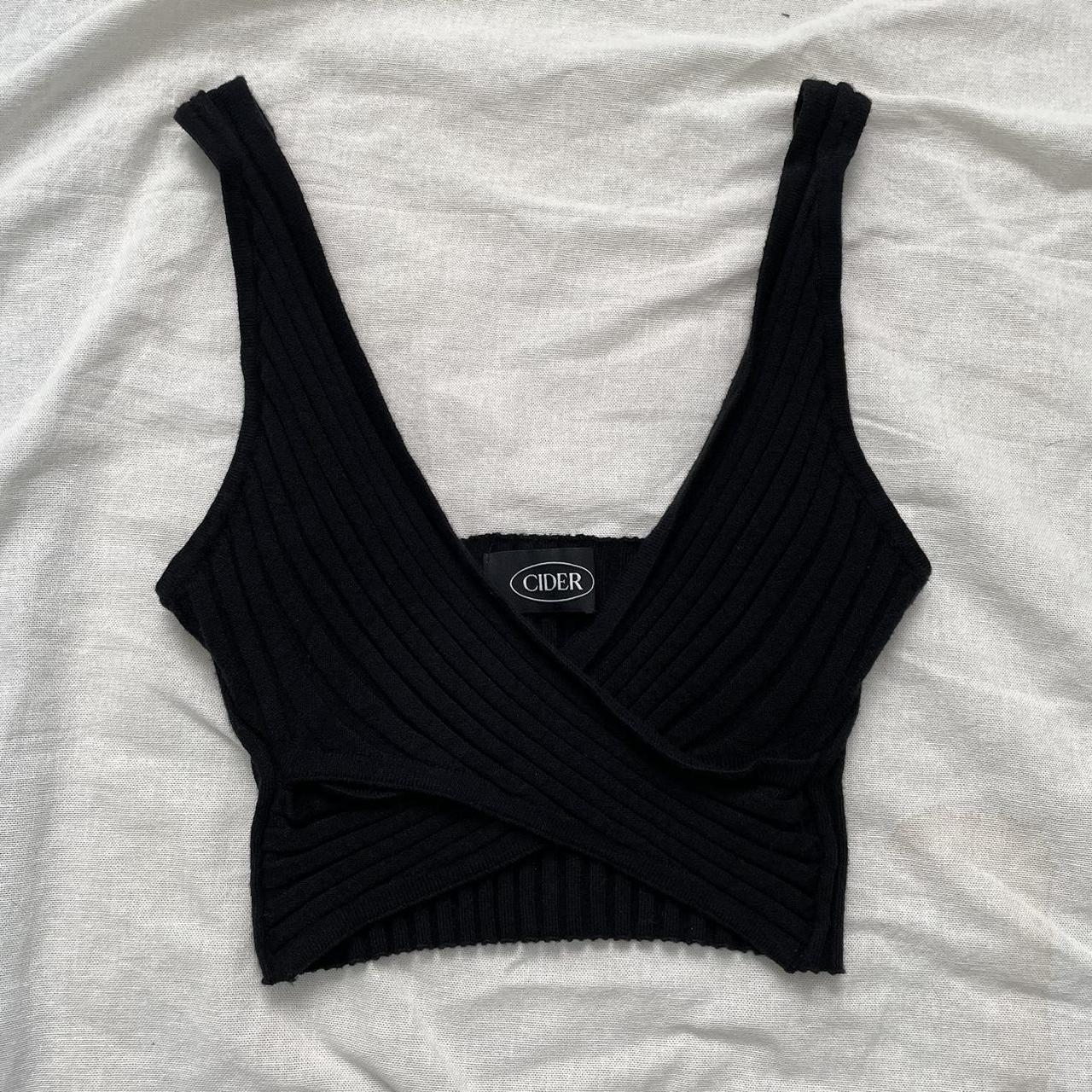 black cider wrap tank top • No flaws, barely been... - Depop