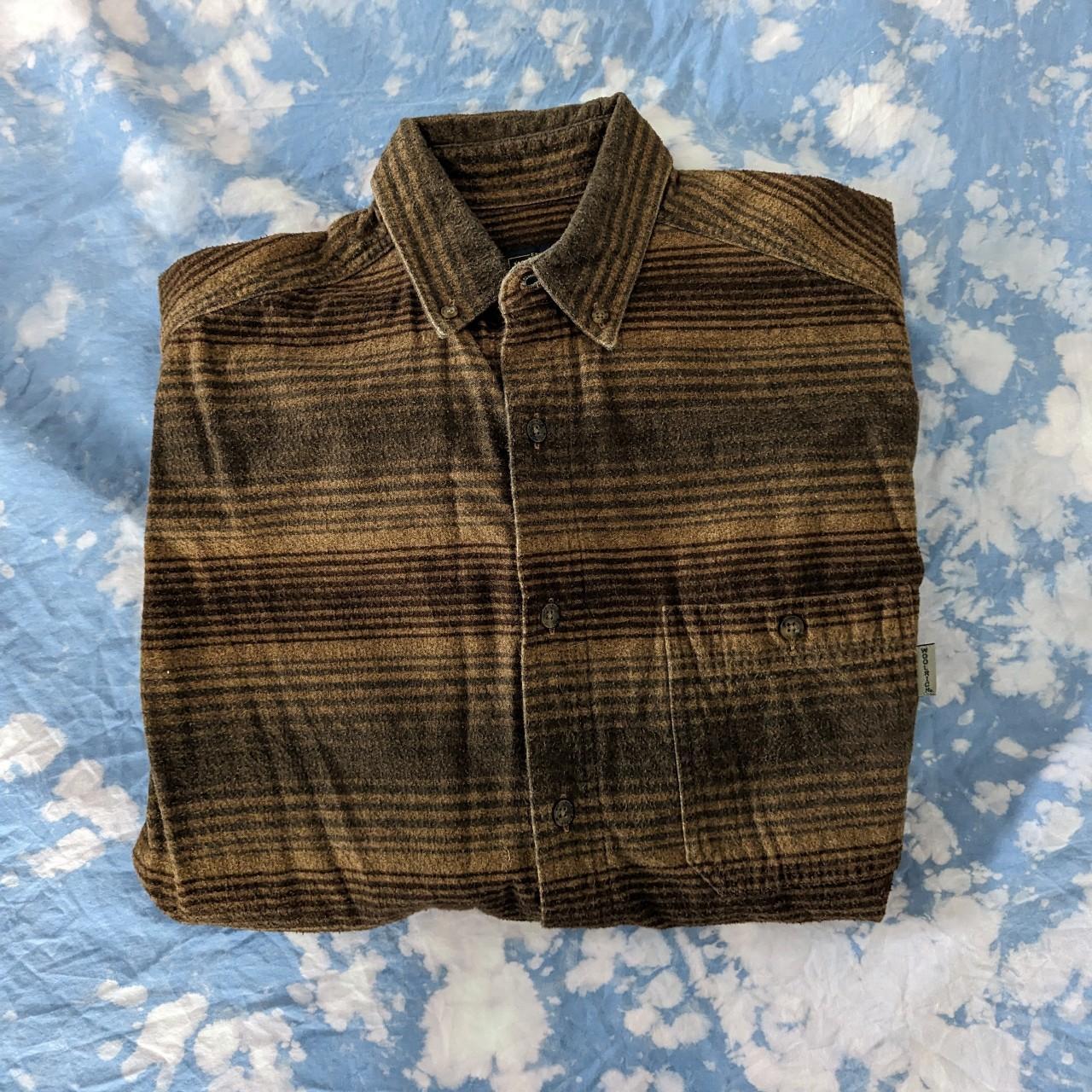 Earth Tone Striped Flannel Woolrich long sleeve... - Depop