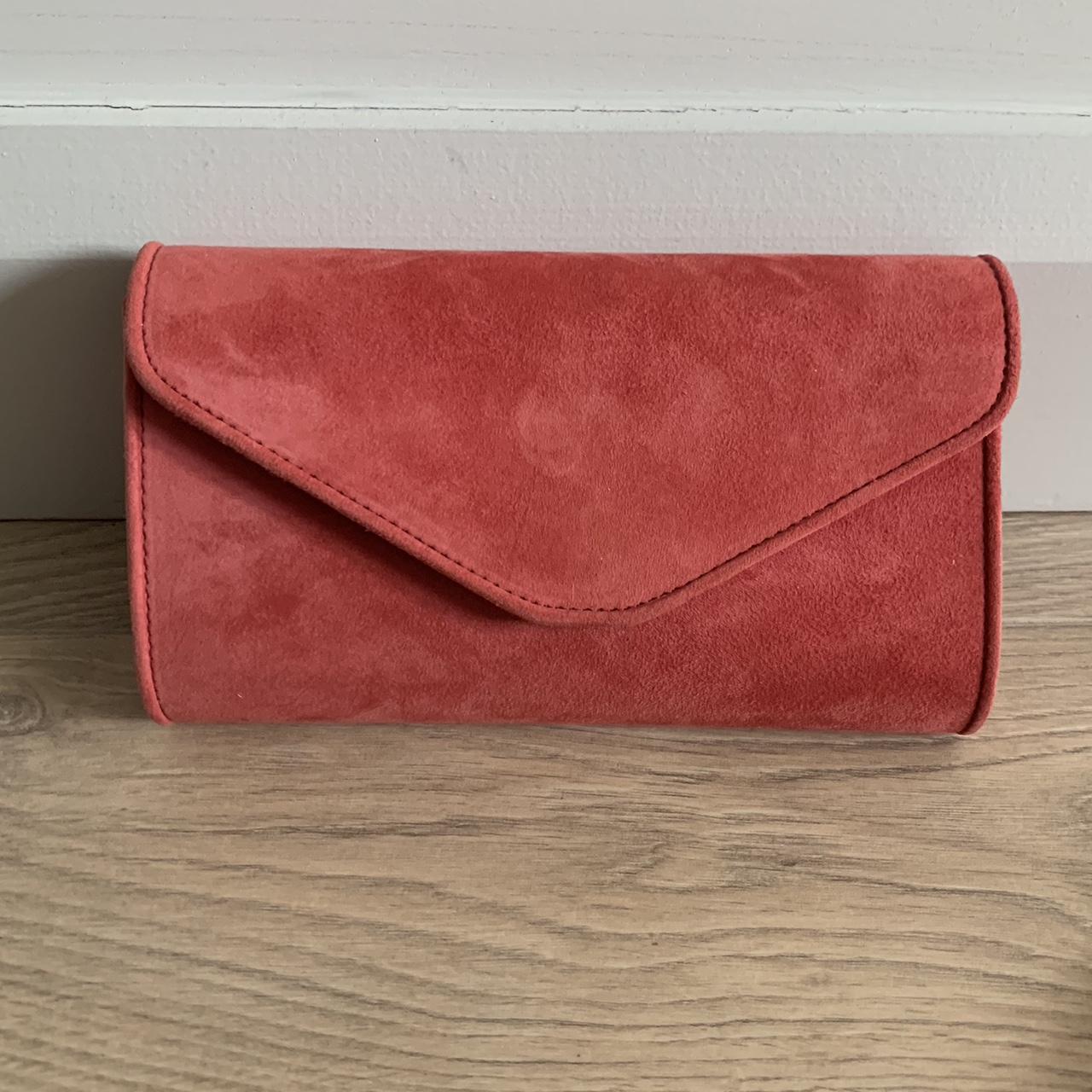 LK Bennett Domenica lipstick red suede clutch bag... - Depop
