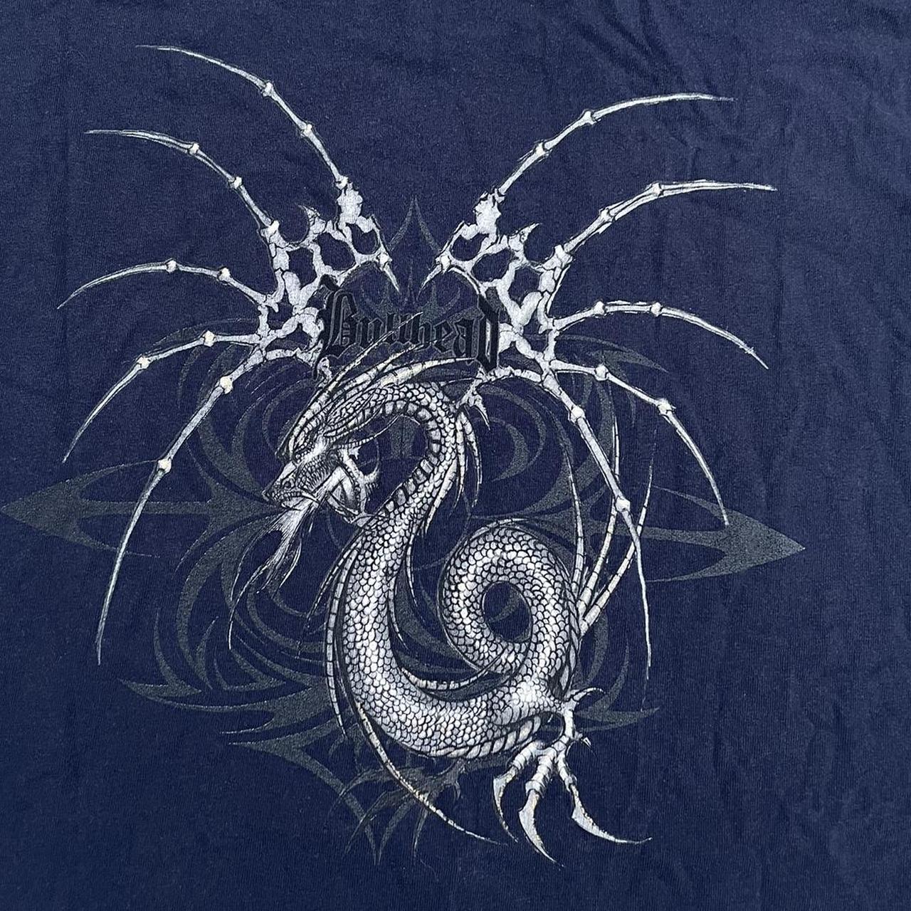 Vintage y2k tribal dragon skeleton mall goth shirt... - Depop
