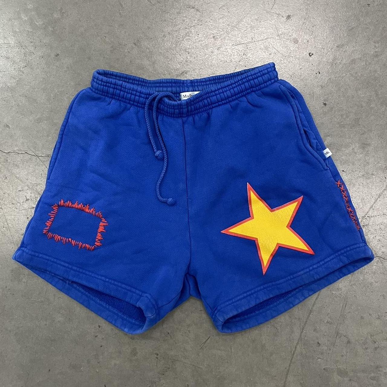 Madhappy Women's Blue and Yellow Shorts | Depop