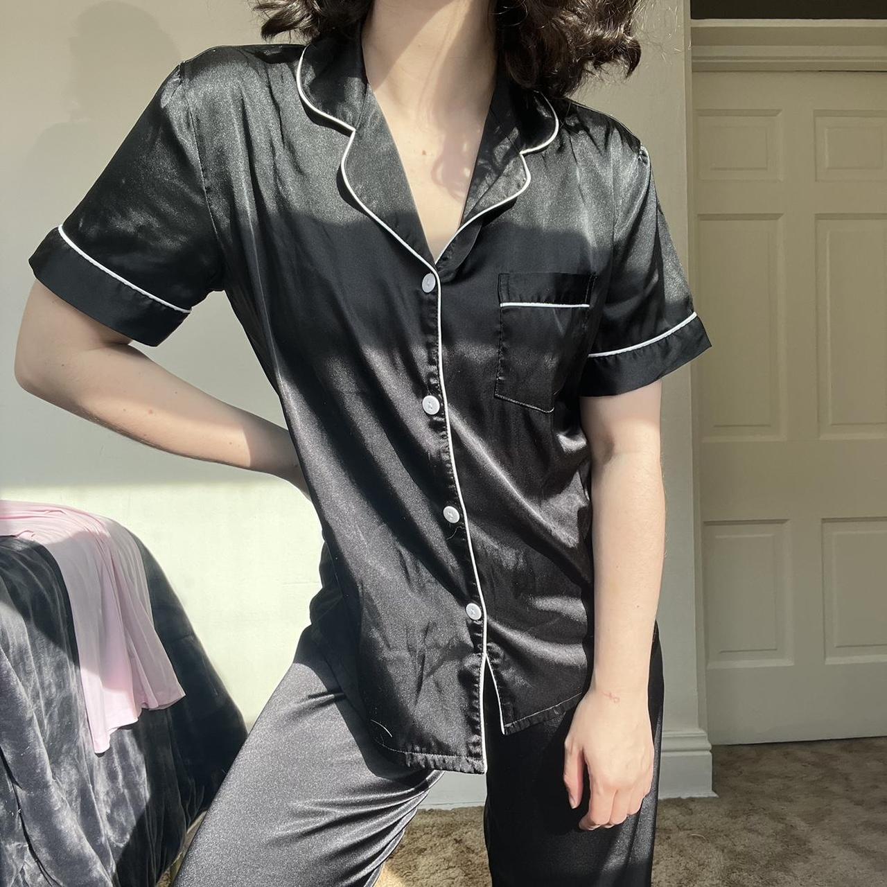 Black satin pj set. (This is not an original set.... | Depop