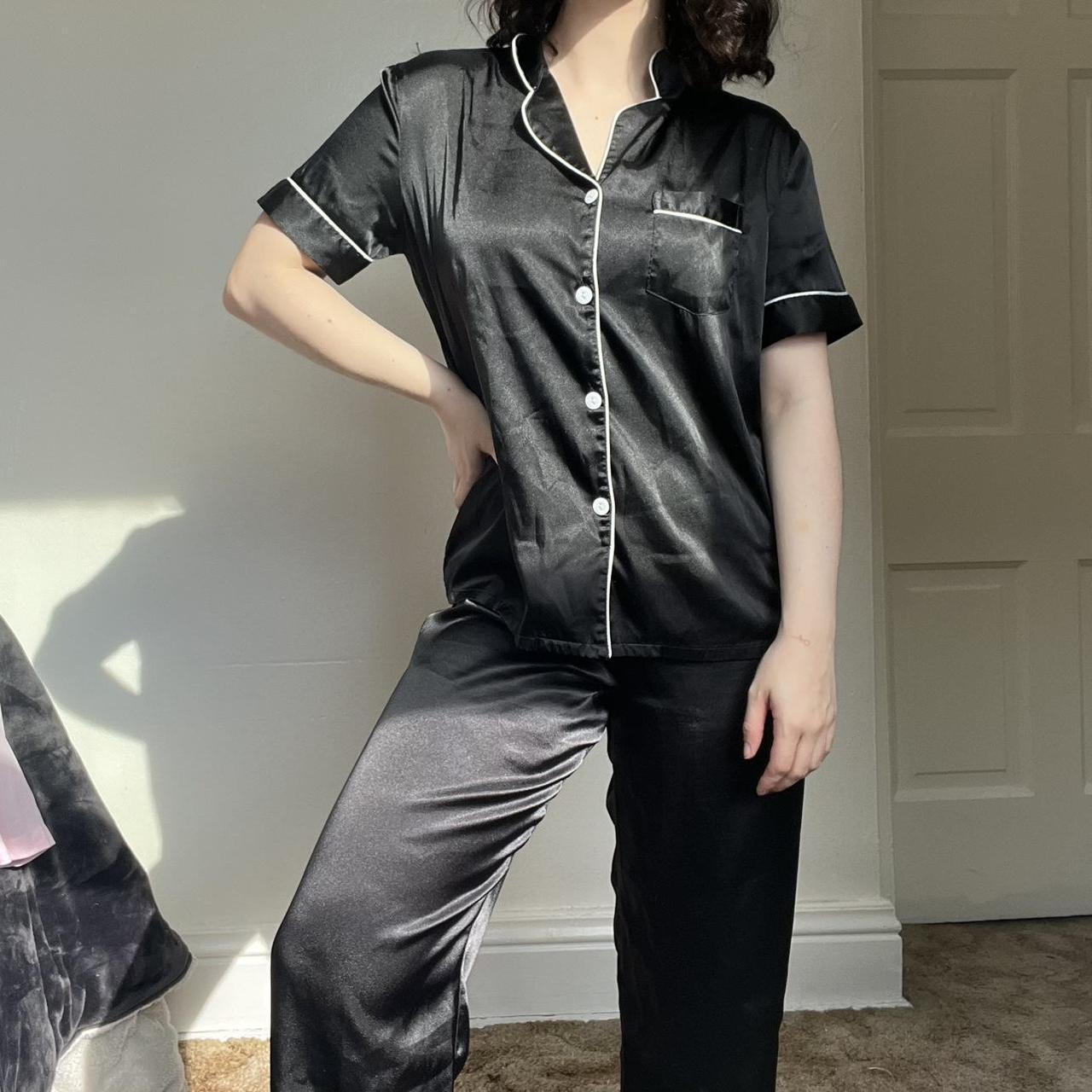 Black satin pj set. (This is not an original set.... | Depop