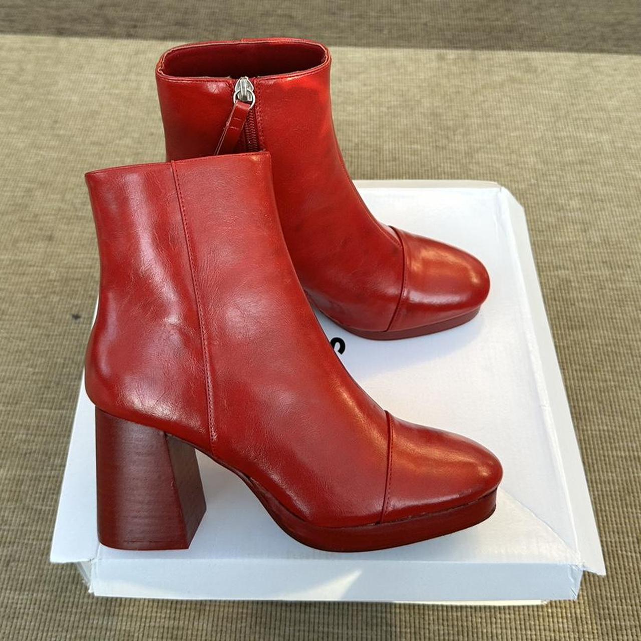 Red ankle boots literally brand new have never been... - Depop